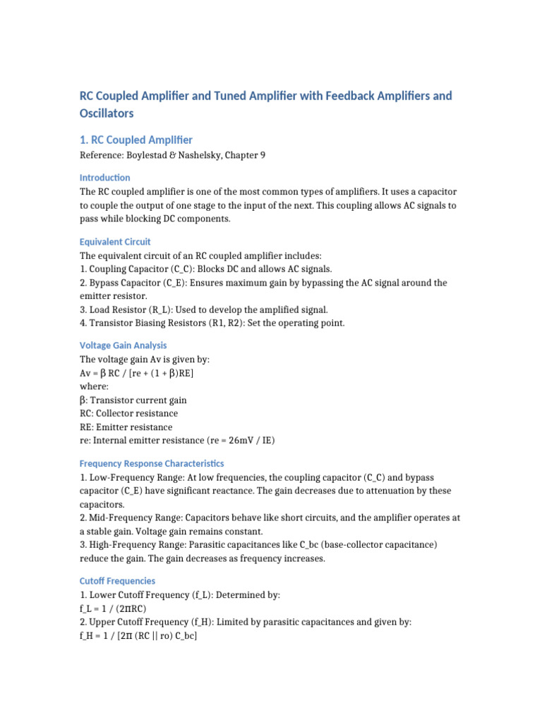 RC Coupled and Tuned Amplifiers Guide | PDF | Amplifier | Electronic Oscillator