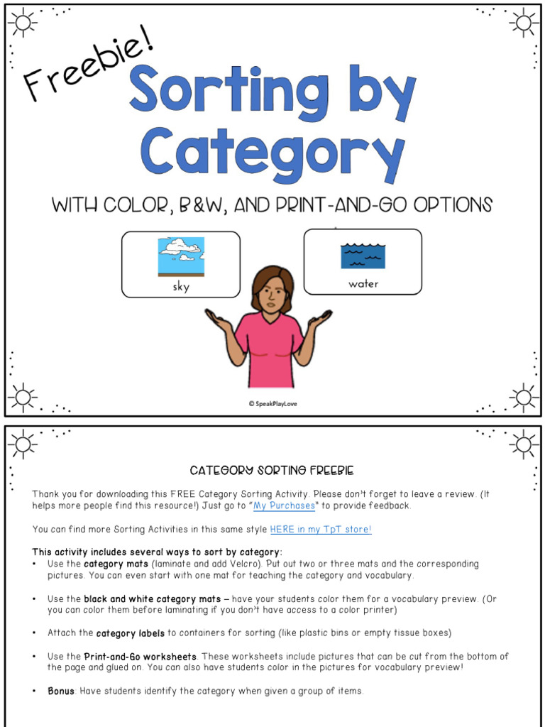 Category Sorting SpeakPlayLove | PDF