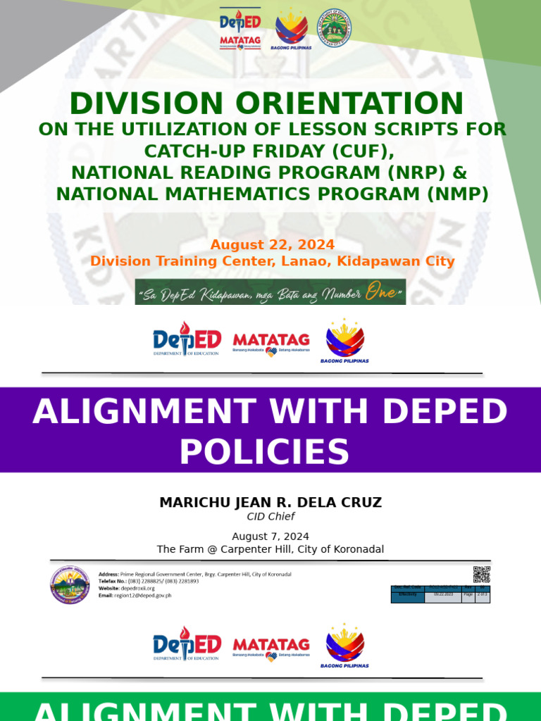 Session 2 Alignment With Deped Policies and Components of Lesson ...