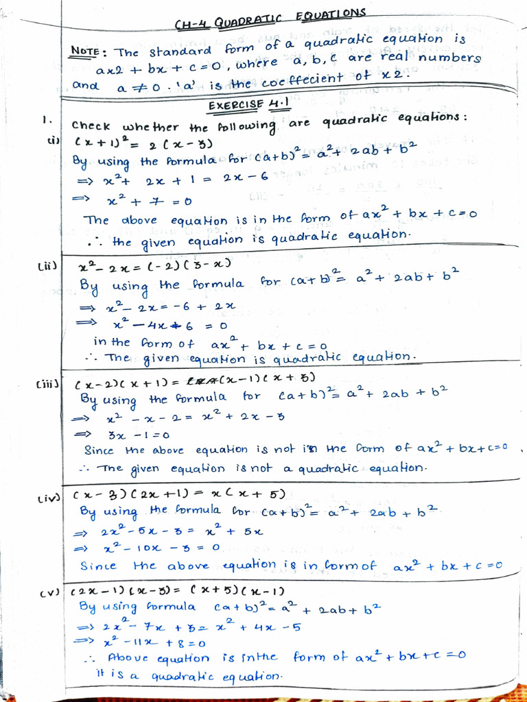 CH-4 Quadratic Equations Notes | PDF | Abstract Algebra | Euclidean ...