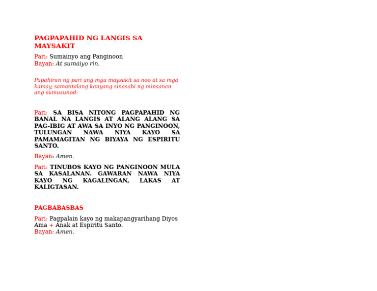 Pagpapahid NG Langis Sa Maysakit | PDF