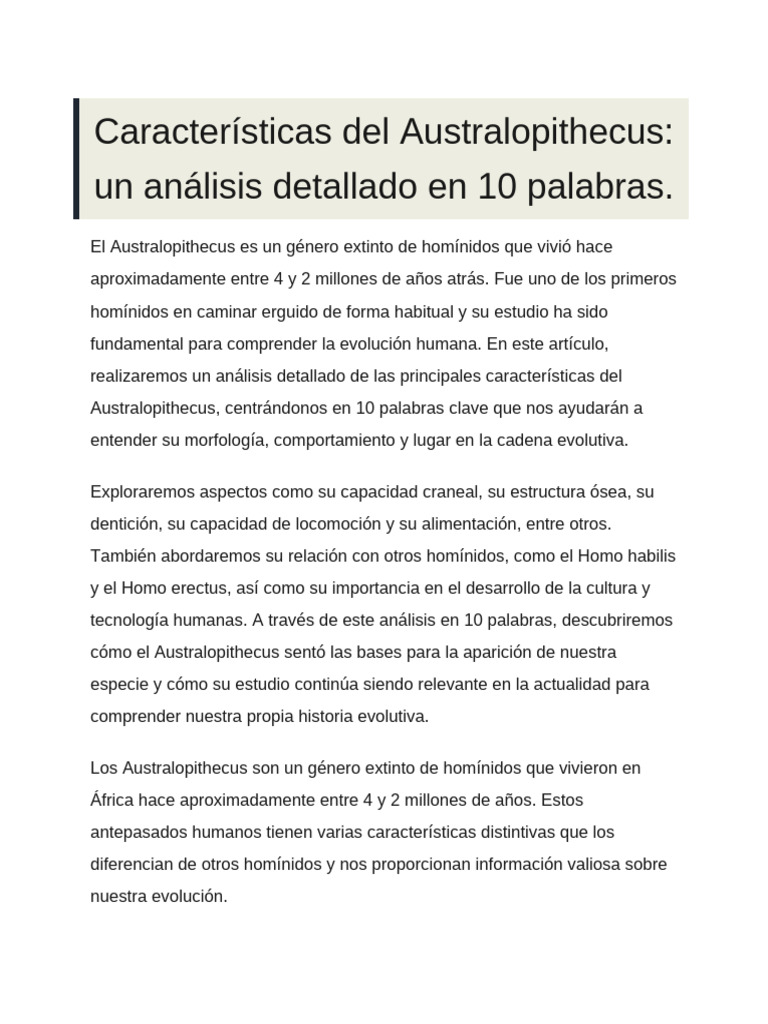 AUSTRALOPITHECUS | PDF | Homo | Humano