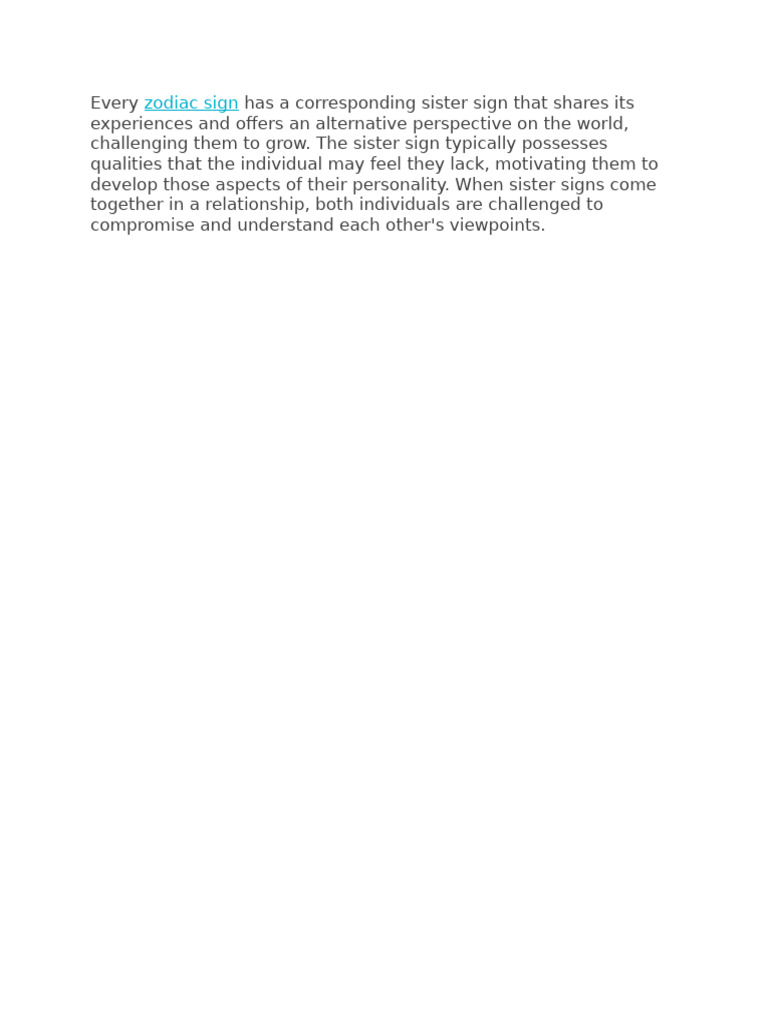 Understanding Zodiac Sister Signs | PDF