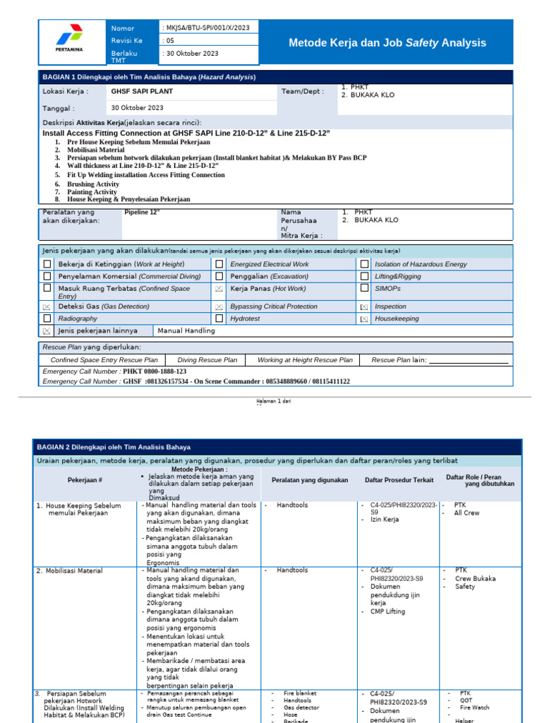 MKJSA Pekerjaan Pipeline 12 Inch GHSF | PDF