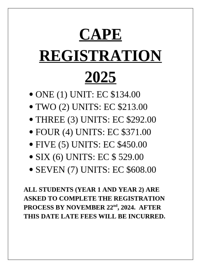 Cape Registration 2024 Notice | PDF