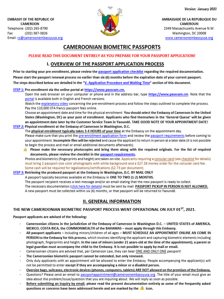 Cameroonian Passport Guide | PDF | Identity Document | Legal Guardian