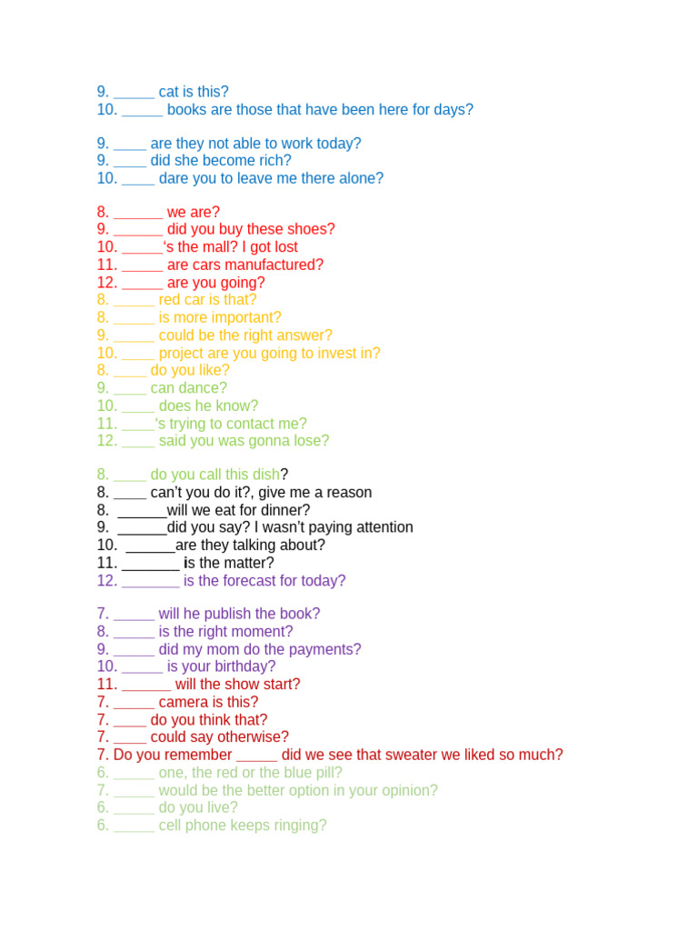 Atividad de Preguntas y Respuestas WH Questions Ciclo 4 | PDF