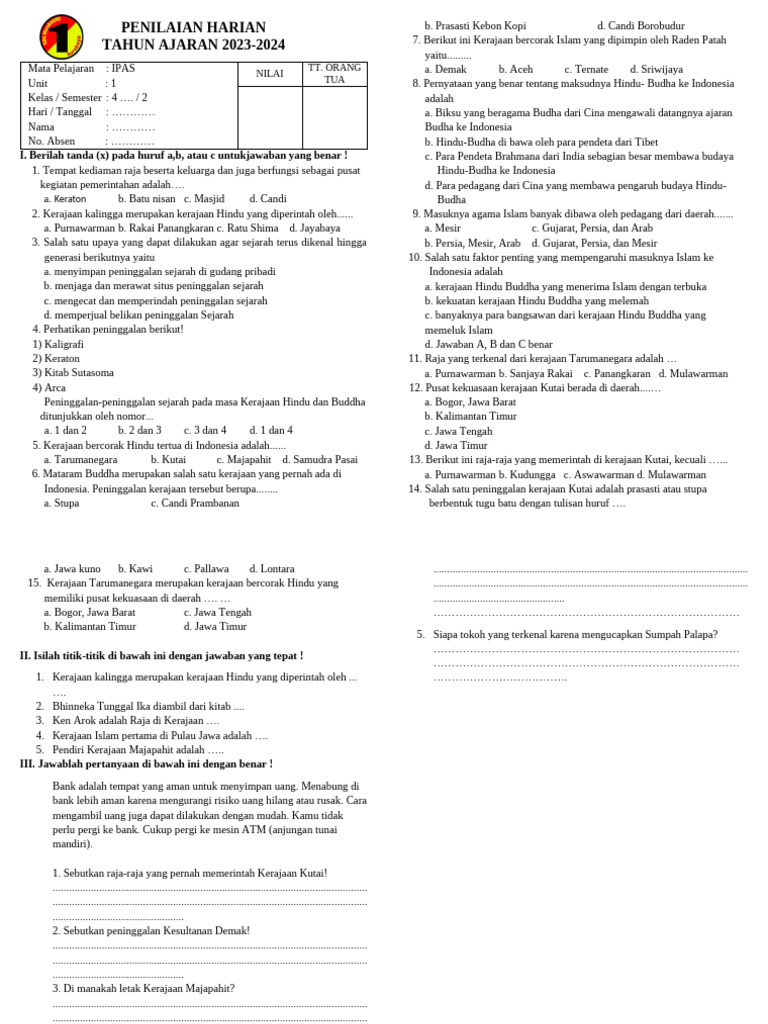 PH IPAS Kelas 4 SMT 2 Unit 1 | PDF