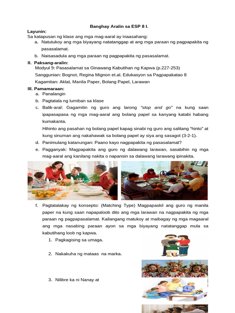 Lesson Plan in Grade 8 Esp | PDF