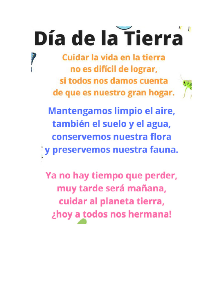 Poema para Joel Dia de La Tierra | PDF