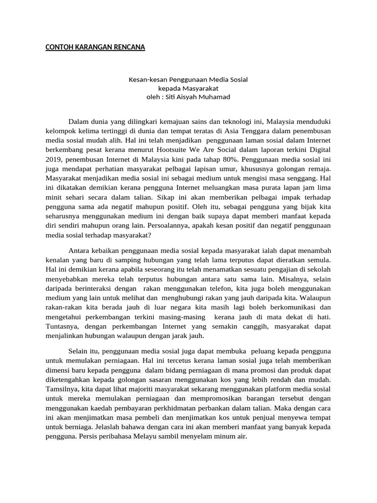 Contoh Karangan Rencana | PDF