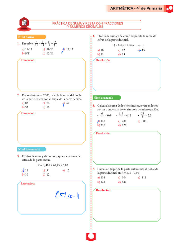 Practica 4to Primaria Morado | PDF