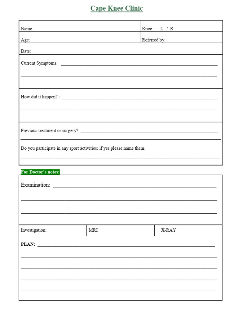 Patient Exam Form 2 | PDF