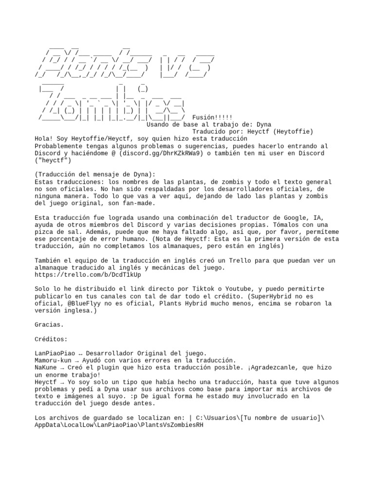 Traducción Fan de Plants vs Zombies | PDF | Traducciones