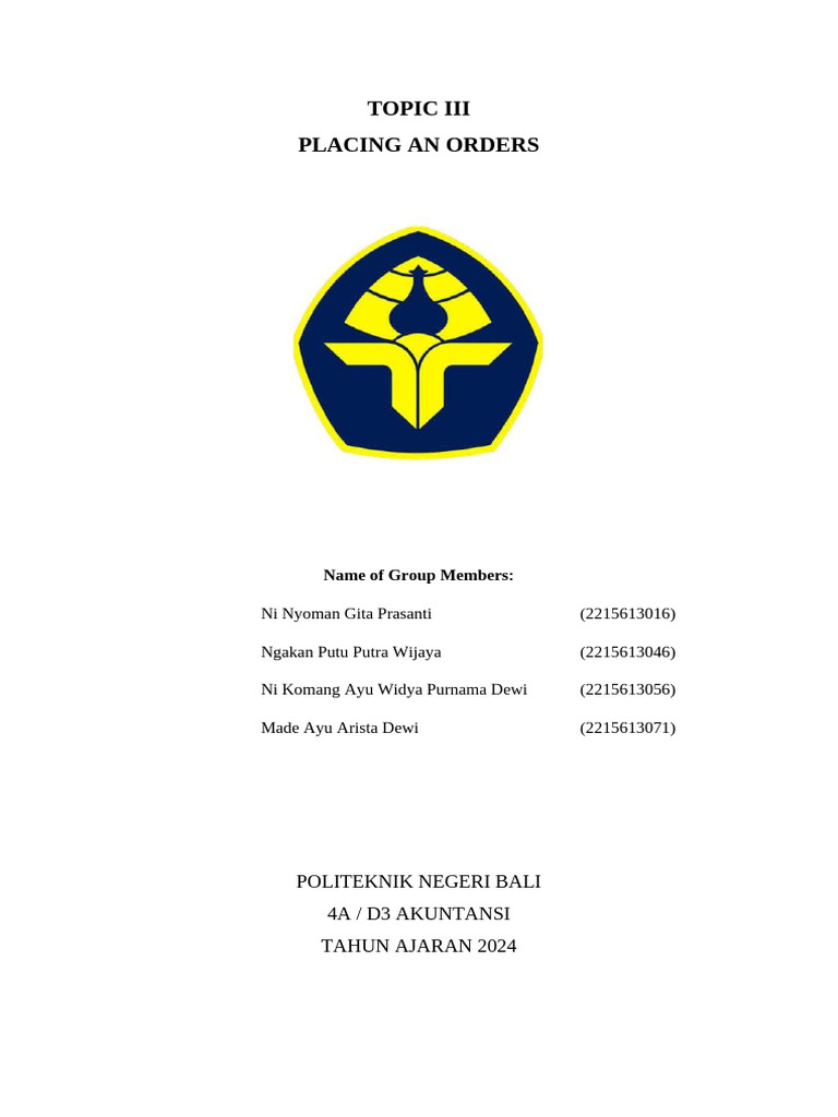 Topic III Placing Orders 4a-1 | PDF | Goods | Prices