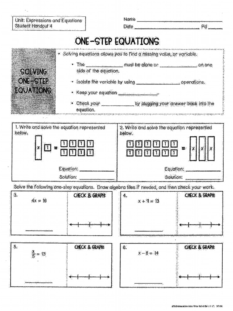 One Step Equations | PDF