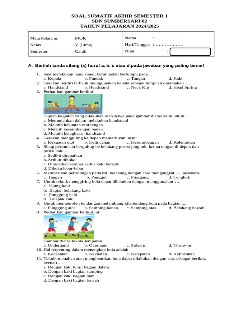 Soal SAS PJOK Kelas 5 | PDF