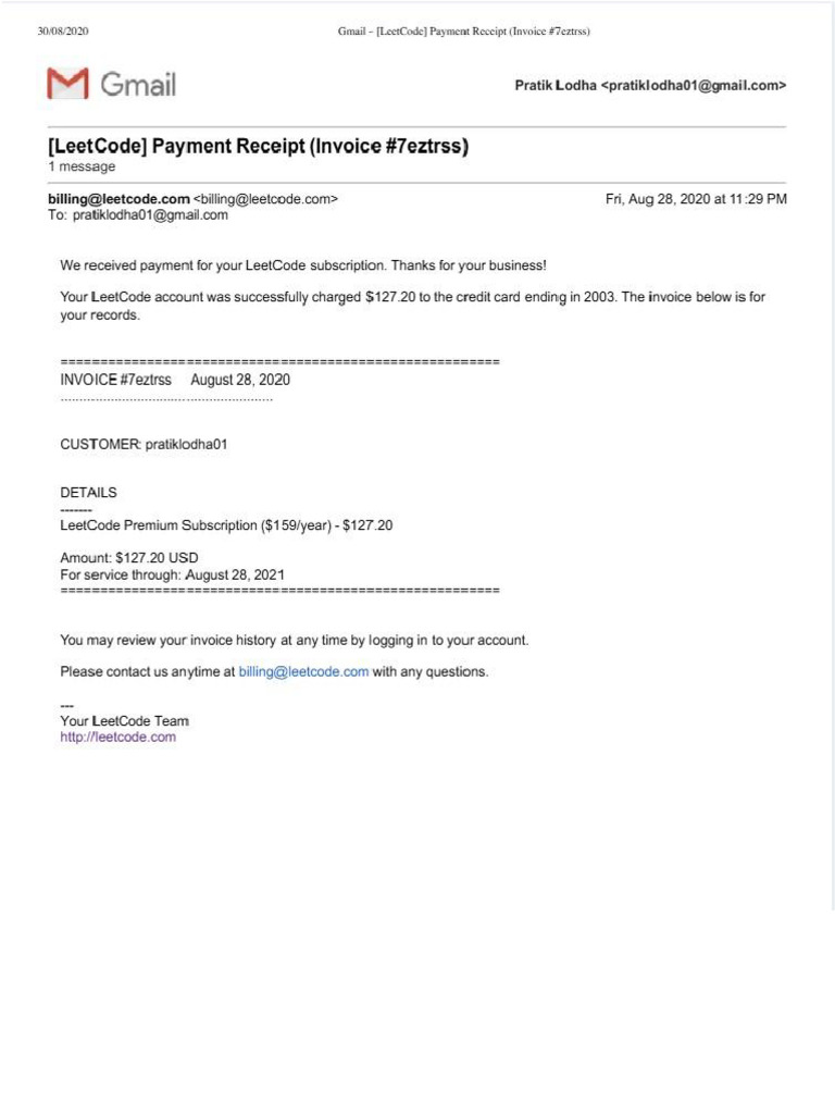 LeetCode Reciept | PDF