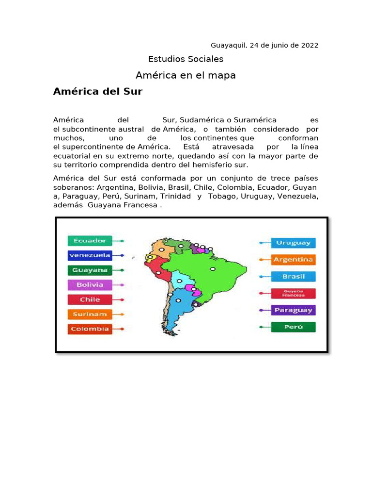 Geografía y Países de Sudamérica | PDF