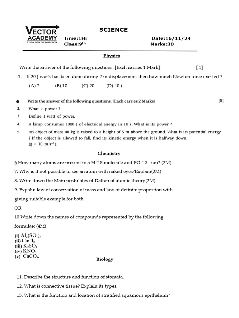 Class 9th Science | PDF