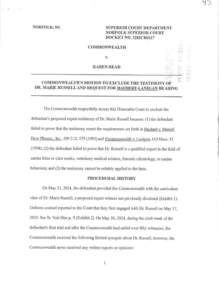 Prosecutors in Karen Read Re-Trial File Motion To Exclude Doctor Who ...