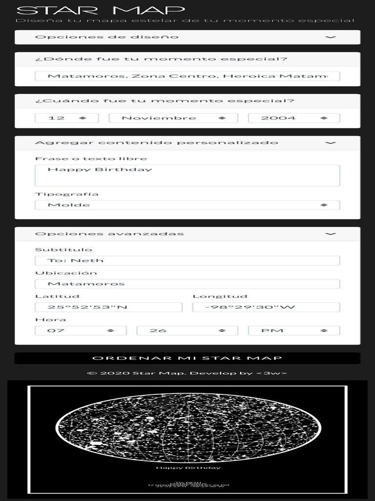 Diseña tu mapa estelar de tu momento especial - Star Map | PDF