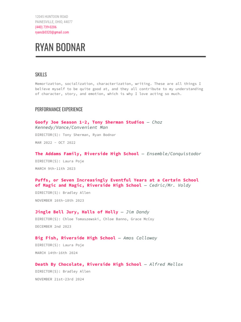 Ryan Bodnar Performance Resume | PDF