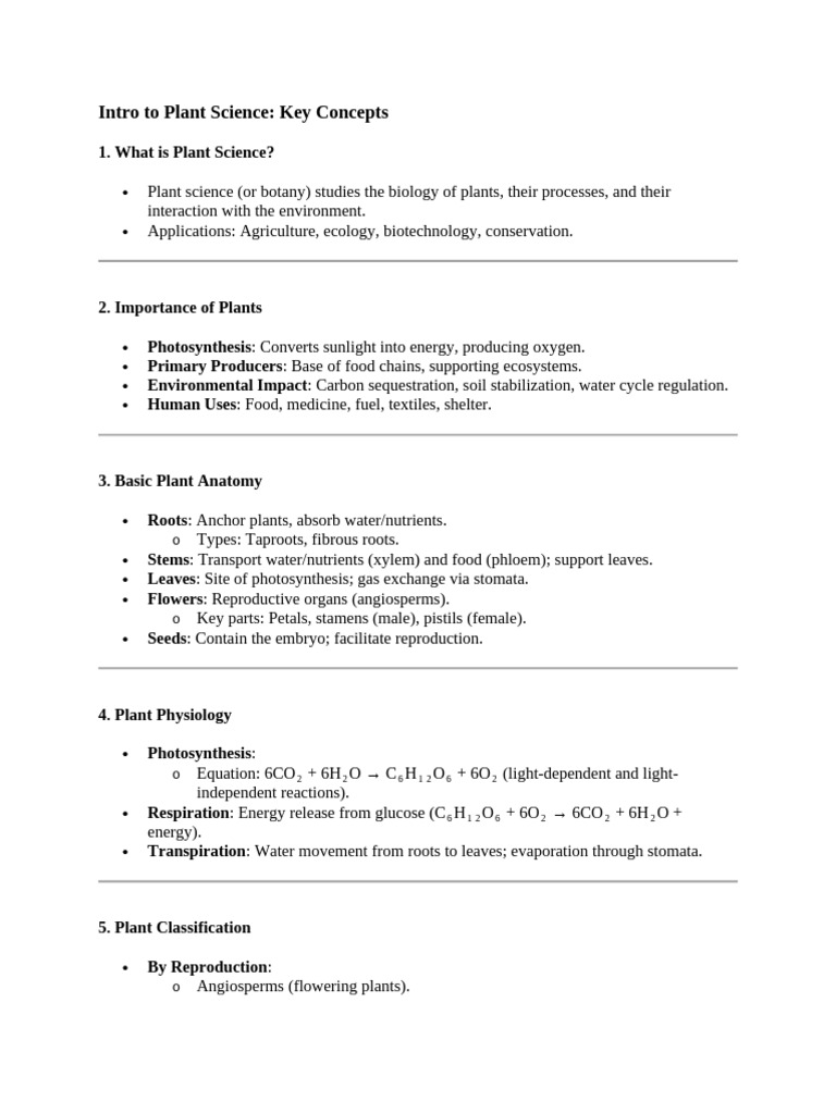 Plant Science Notes | PDF | Plants | Botany