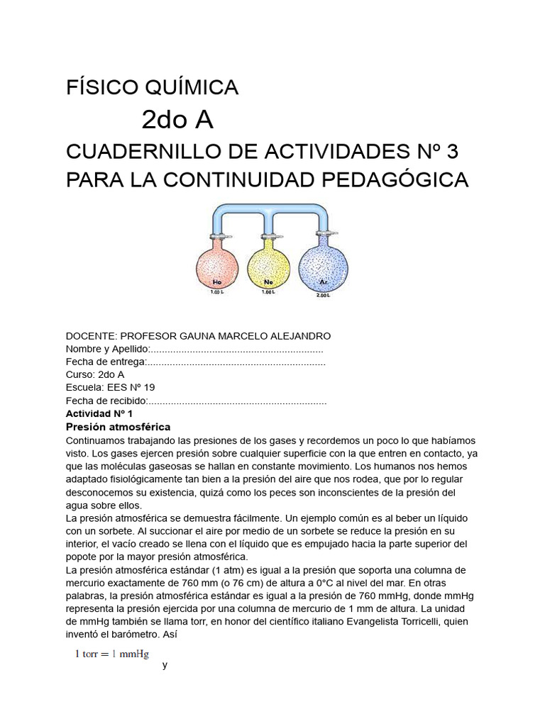 Cuadernillo #3 Fisico Quimica | PDF | Gases | Temperatura