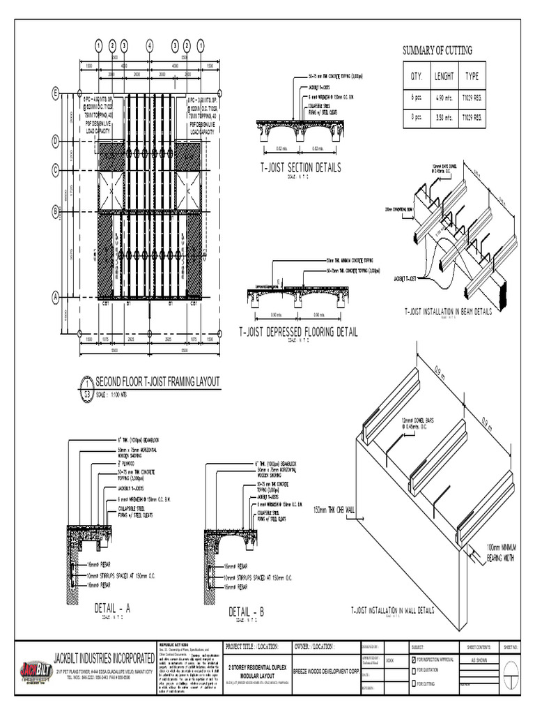 BWDC Duplex T-Joist Layout (Revised) | PDF | Structural Engineering | Building Engineering