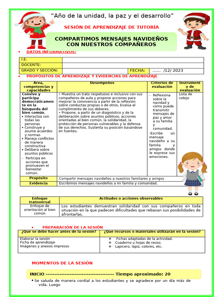 Ses-Mart-Tut-Compartimos Mensajes Navideos Con Nuestros Compañeros-Qs | PDF | Navidad | Evaluación