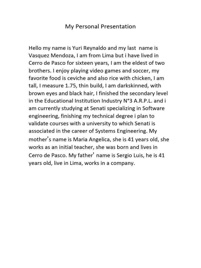 My Personal Presentation | PDF