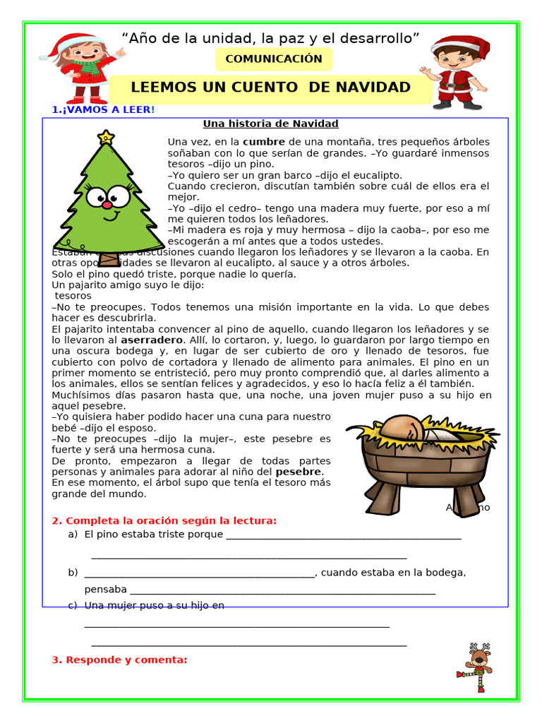 Ficha-Lun-Com-Leemos Un Cuento de Navidad-Qs | PDF