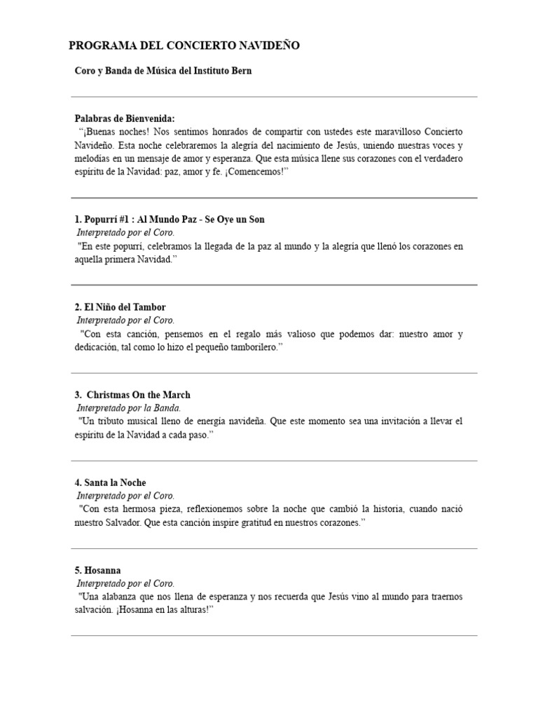 Reducido #1 - Programa Concierto Banda - Coro | PDF