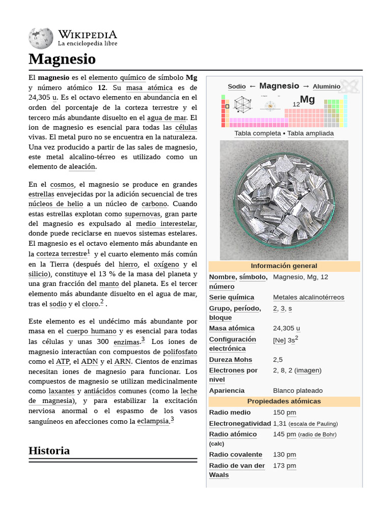 Propiedades y usos del magnesio | PDF | Magnesio | Elementos químicos