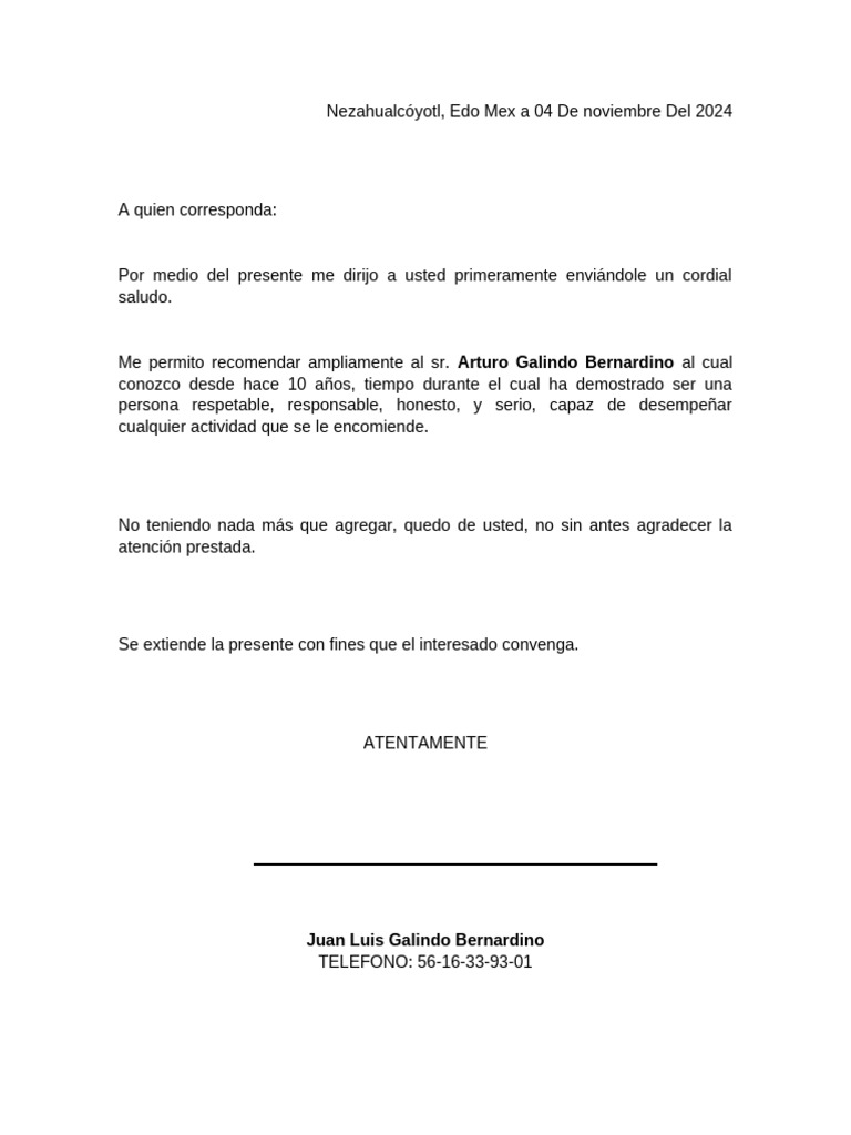 CARTA Arturo | PDF