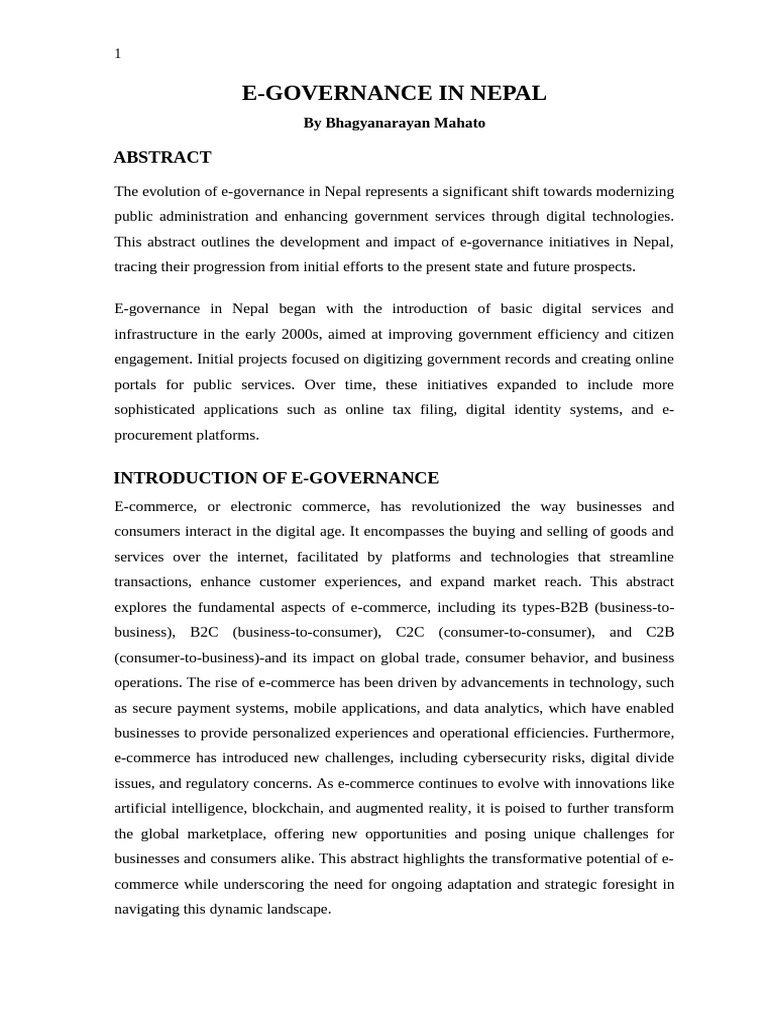 Article On e Governance | PDF | E Commerce | Information Technology