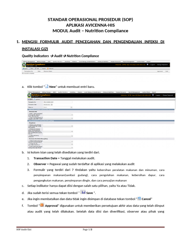 SOP - Audit Gizi | PDF