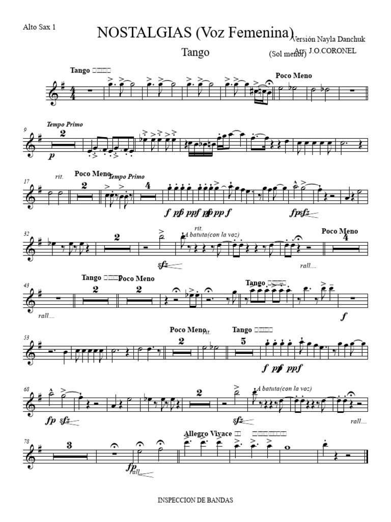 NOSTALGIAS (Tango) - Alto Sax 1 | PDF