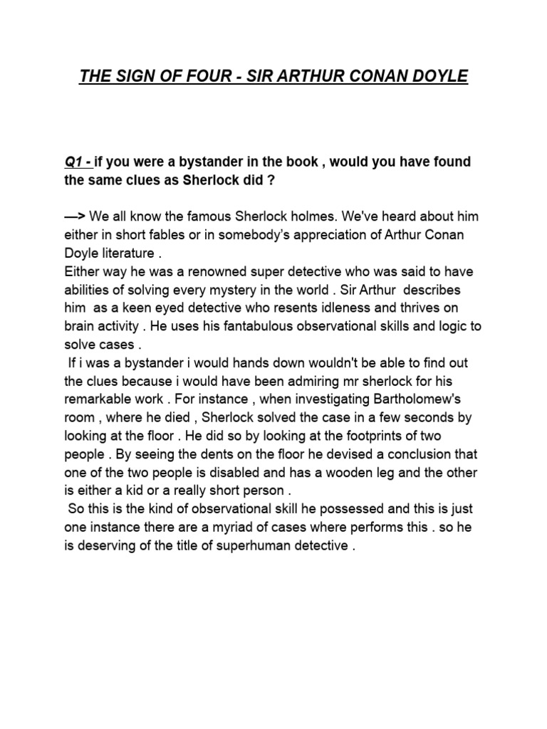 The Sign of Four | PDF | Sherlock Holmes | Dr. Watson