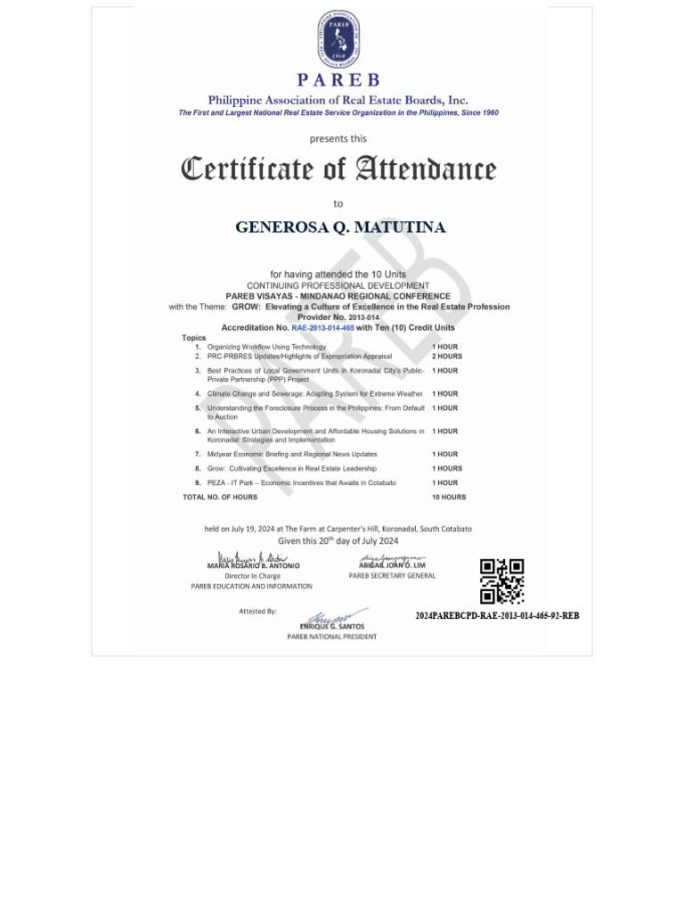 Certificate Pareb | PDF