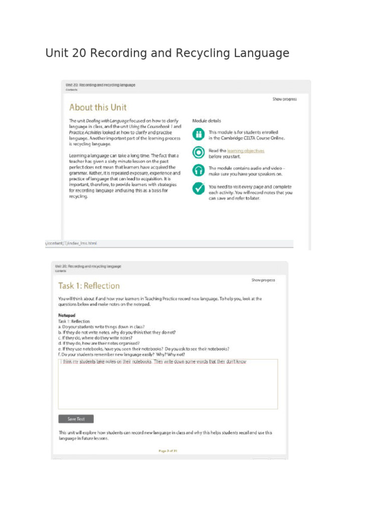 Unit 20 Recording and Recycling Language | PDF | Cognition ...