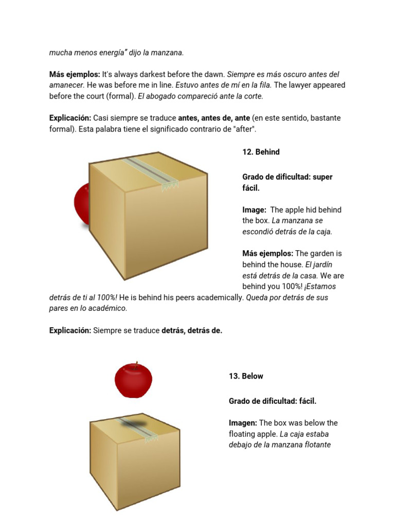 Traducción de Preposiciones en Inglés | PDF