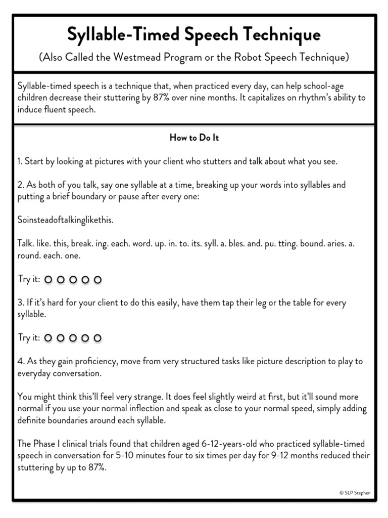 Syllable Timed Speech Technique Westmead Program 1730213140 | PDF | Stuttering | Applied Linguistics