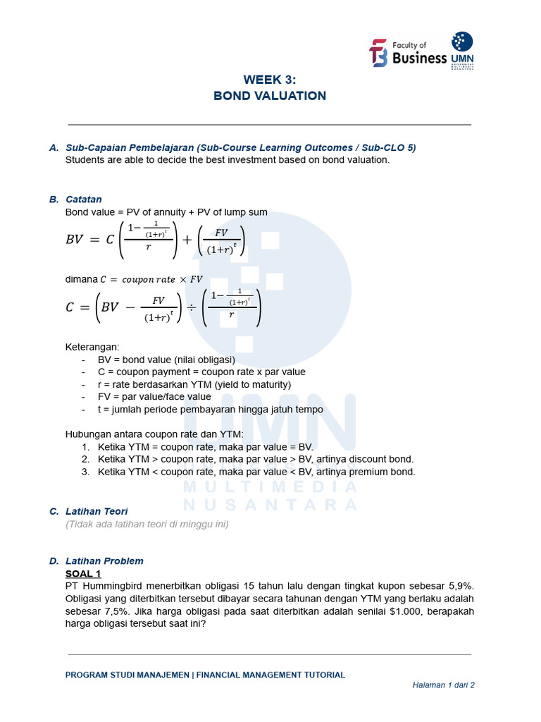 Week 3 - Bond Valuation | PDF