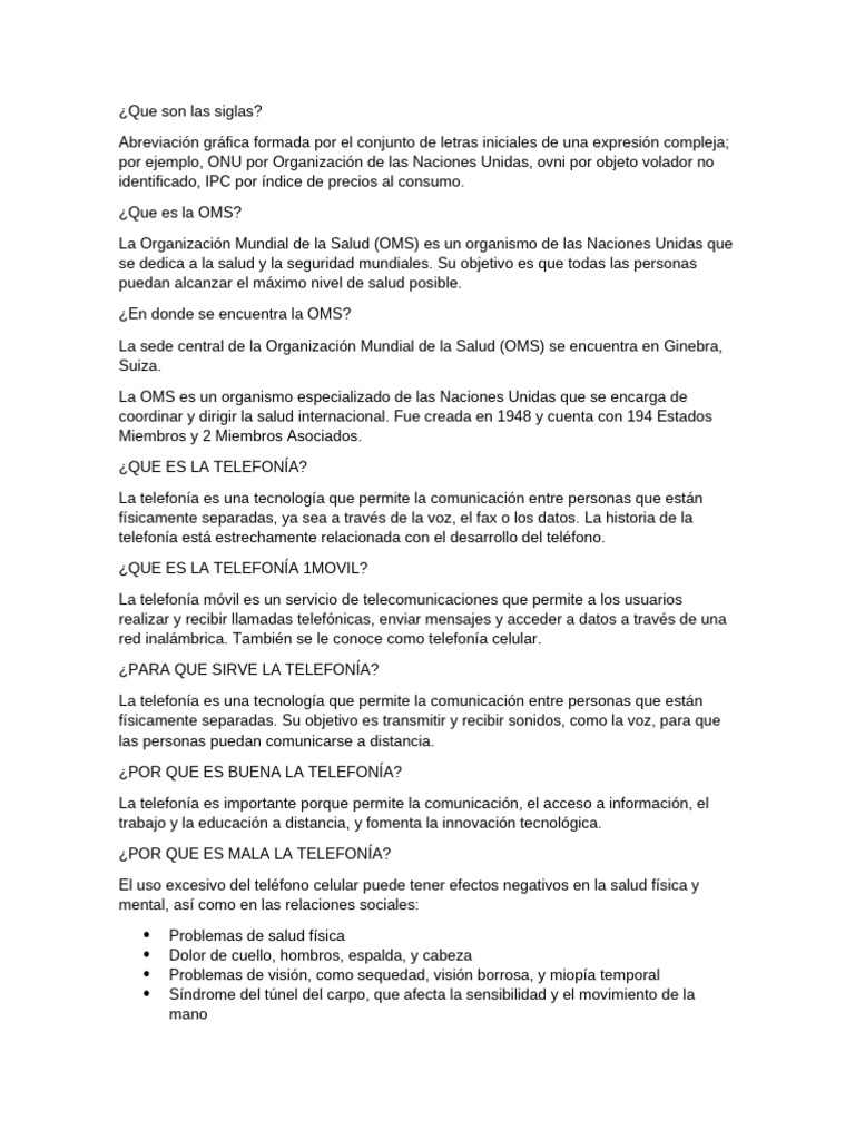 Que Son Las Siglas | PDF | Telefonía móvil | Naciones Unidas