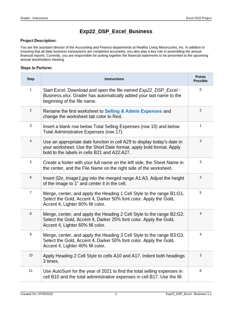Exp22 DSP Excel Business Instructions | PDF