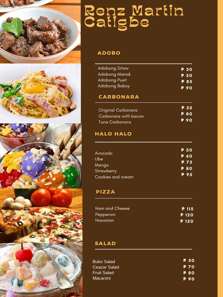 Brown Food Story Lunch Menu PDF | PDF