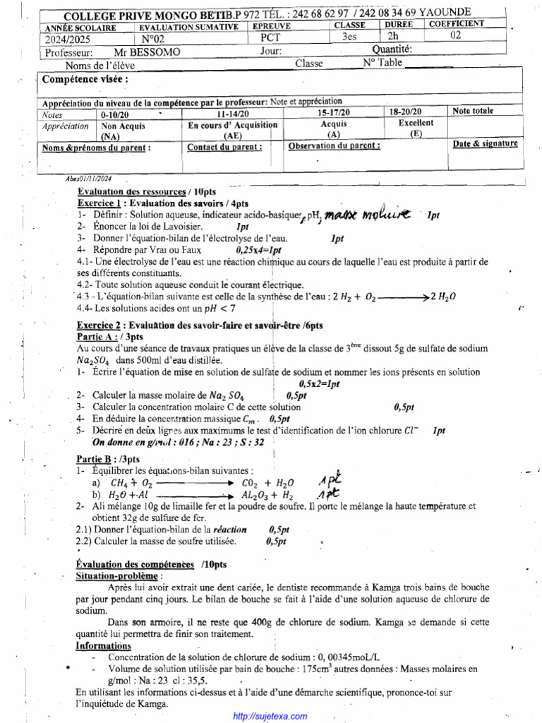 3eme PCT Seq 2 | PDF | Chimie analytique