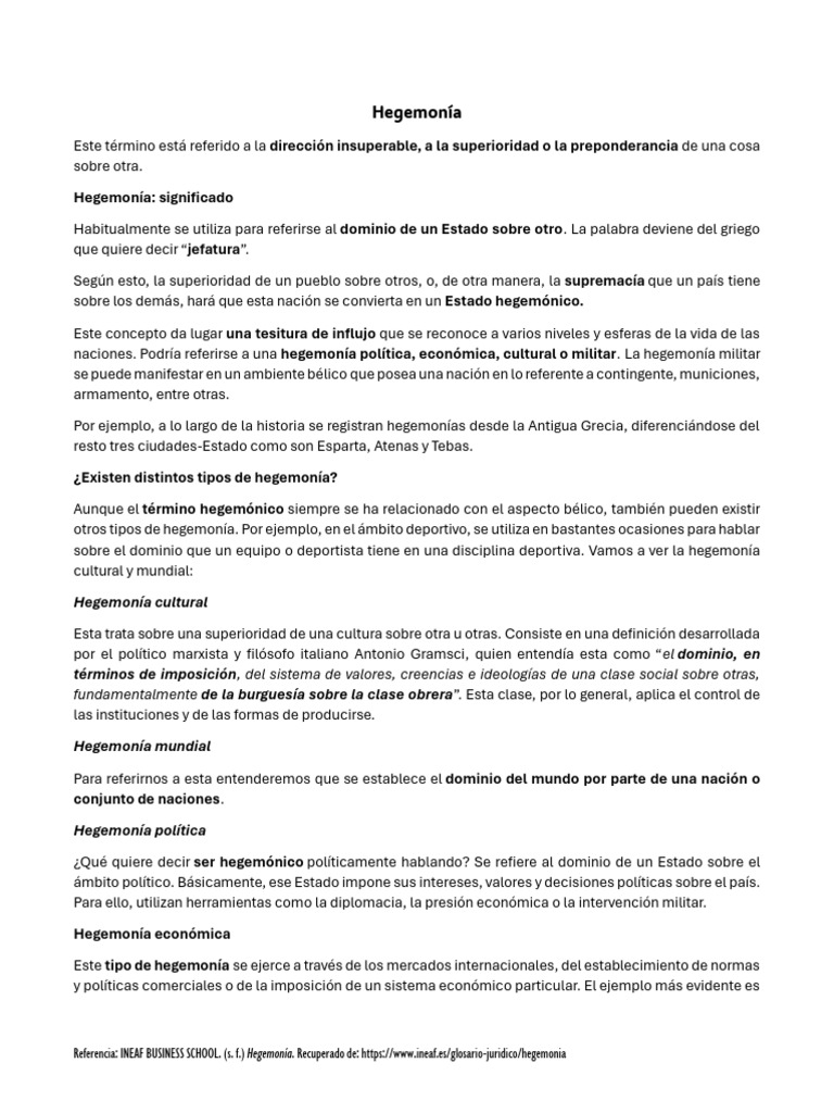 Tipos de Hegemonía en la Historia | PDF | Hegemonía | Ideologías
